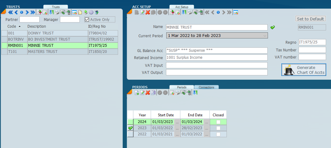 Sky Trusts Accounting Set Up