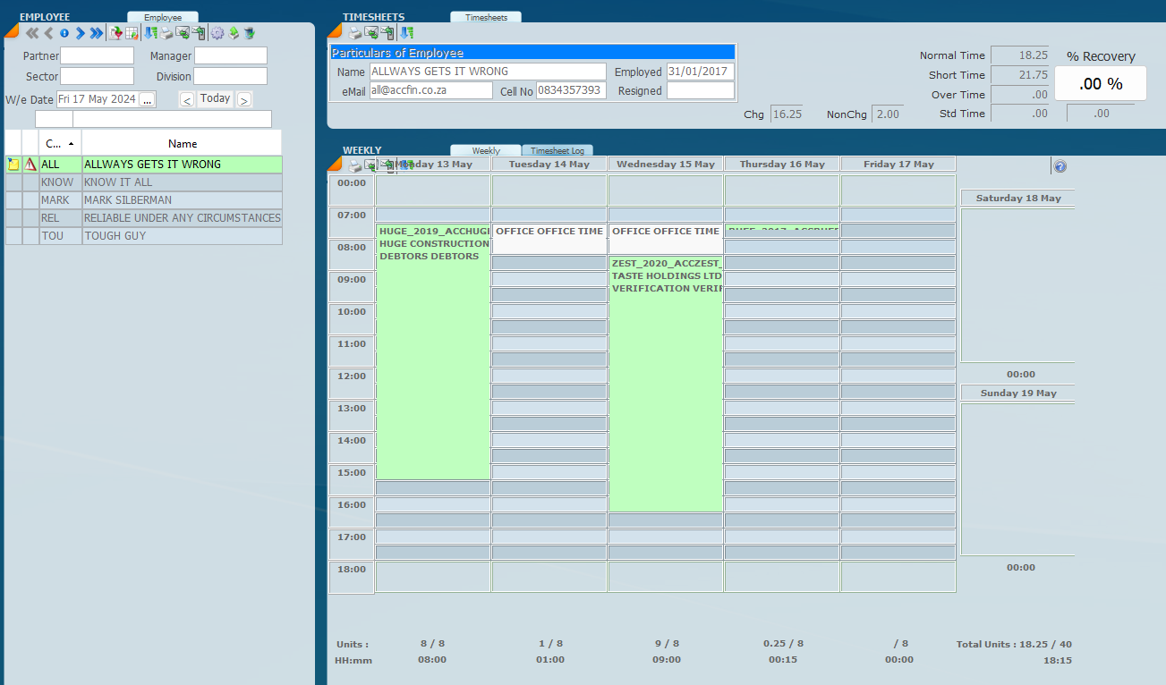 Time Sheet Transactions